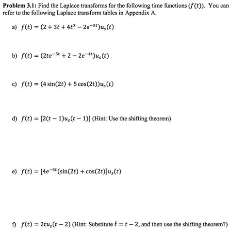 solved problem 3 1 find the laplace transforms for the