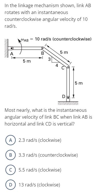 Solved In The Linkage Mechanism Shown Link AB Rotates With Chegg