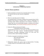 1 OS Tutorial Intro To OS Docx AICT004 4 2 OS Operating Systems Operating Systems Concepts