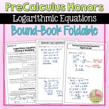 Logarithmic Equations Foldable By Flamingo Math By Jean Adams TPT