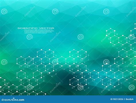 Molecule Dna And Neurons Vector Molecular Structure Connected Lines With Dots Genetic