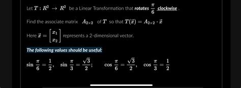 Solved Let Tr2→r2 ﻿be A Linear Transformation That Rotates