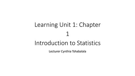 SOLUTION Chapter Introduction To Statistics Studypool