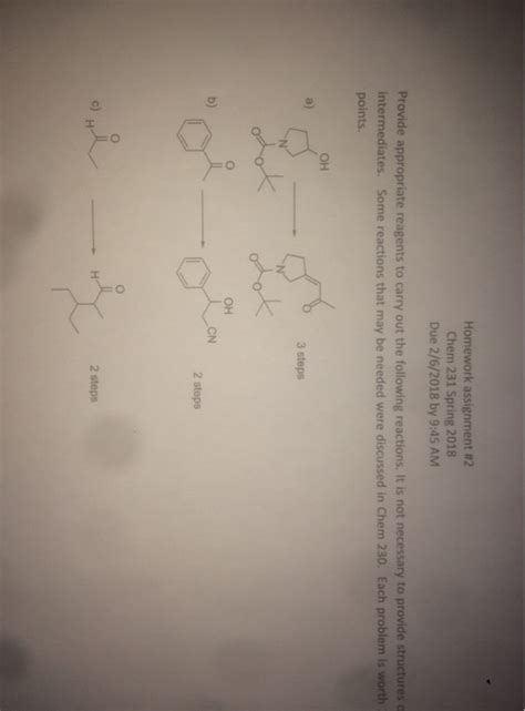 Solved Homework Assignment 2 Chem 231 Spring 2018 Due