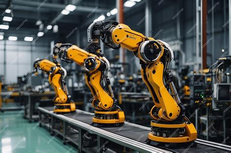Smart Industry Robot Arms For Digital Factory Production Technology Showing Automation Premium