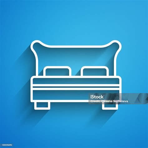 파란색 배경에 격리 된 두 사람 또는 한 사람 아이콘에 대한 흰색 라인 큰 침대 긴 그림자 벡터 0명에 대한 스톡 벡터 아트 및 기타 이미지 Istock