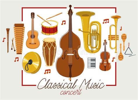 Classical Music Instruments Poster Vector Flat Style Illustration