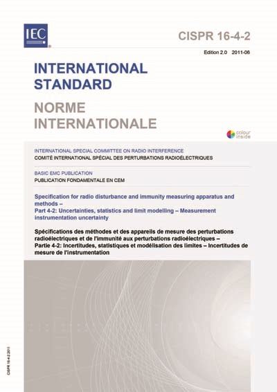 Cispr 16 4 2 Ed 2 0 B 2011 Specification For Radio Disturbance And Immunity Measuring