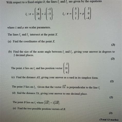 solved with respect to a fixed origin o the lines l1 and l2