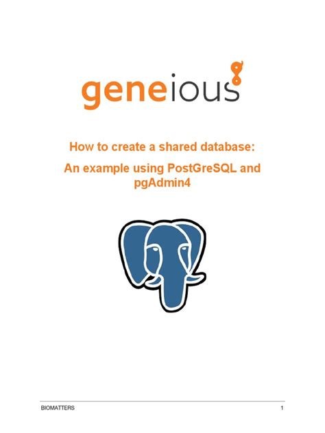 How To Create A Shared Database An Example Using Postgresql And Pgadmin4 Pdf Postgre Sql