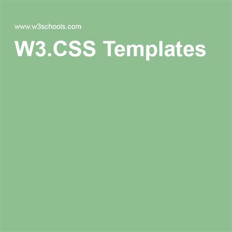 W3css Templates Css Templates Templates Css
