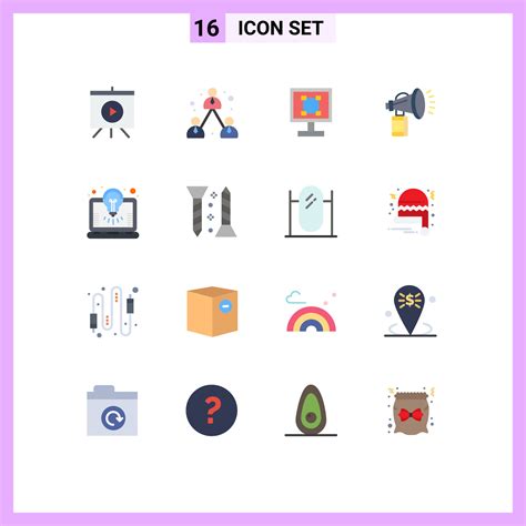 16 User Interface Flat Color Pack Of Modern Signs And Symbols Of Bulb Fan Graphics Can Air