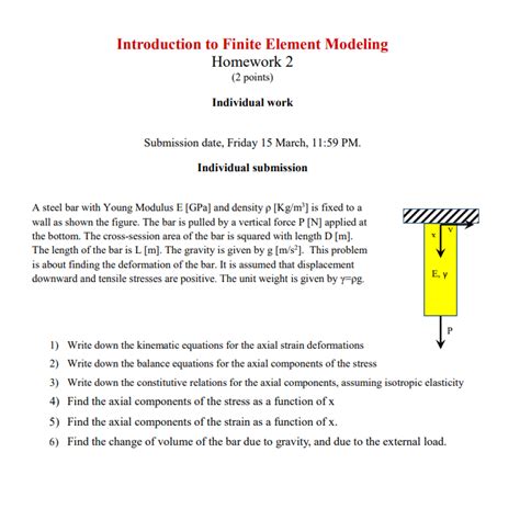 Solved Introduction To Finite Element Modeling Homework Chegg