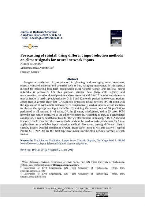 Pdf Forecasting Of Rainfall Using Different Input Selection Dokumen