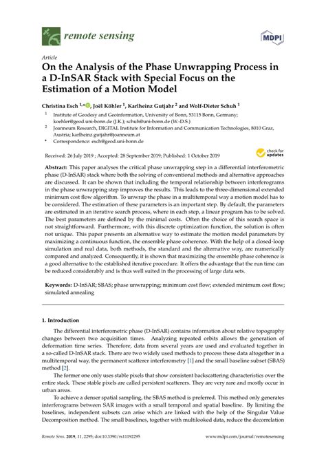 PDF On The Analysis Of The Phase Unwrapping Process In A D InSAR Stack With Special Focus On