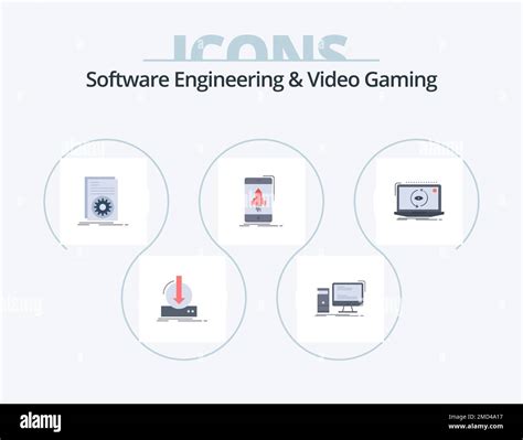 Software Engineering And Video Gaming Flat Icon Pack 5 Icon Design