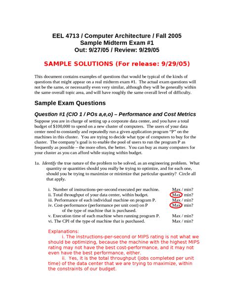 3 Questions With Solution Of Computer Architecture Midterm Exam 1