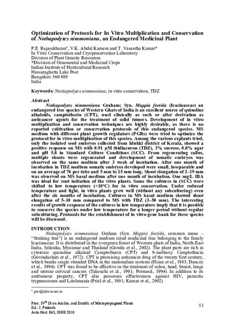 Pdf Optimization Of Protocols For In Vitro Multiplication And