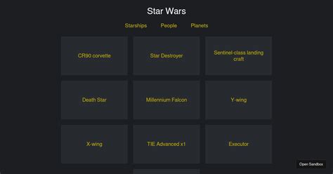 React Star Wars Codesandbox