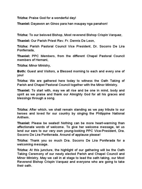 Script For Oath Taking Pdf