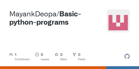 Github Mayankdeopabasic Python Programs