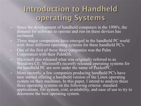 Handheld Operting System Pptx Operating Systems Computer Software And Applications
