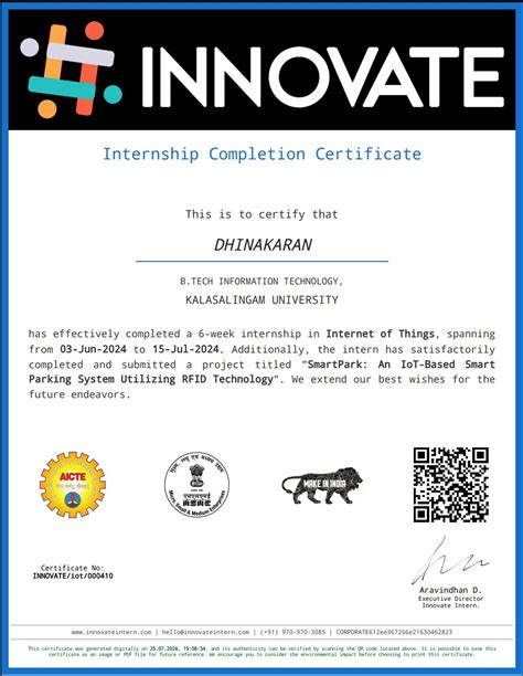 dhina karan s on linkedin internship iot 6week