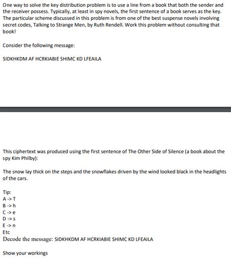 Solved One Way To Solve The Key Distribution Problem Is To