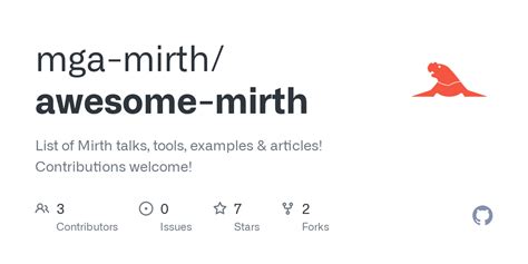 GitHub Mga Mirth Awesome Mirth List Of Mirth Talks Tools Examples Articles Contributions GitHub Mga Mirth Awesome Mirth List Of Mirth Talks Tools Examples Articles Contributions