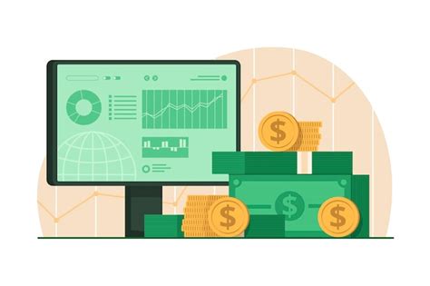 Premium Vector Cash Money And Computer Monitor With Trading Graph