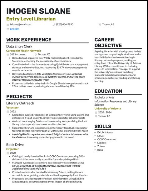 7 Librarian Resume Examples And Templates For 2025