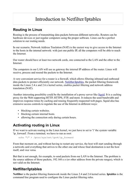 Introduction To Netfilteriptables Docslib