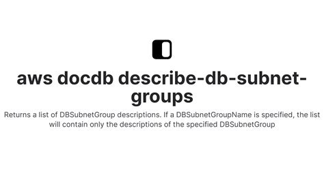 aws docdb describe db subnet groups fig