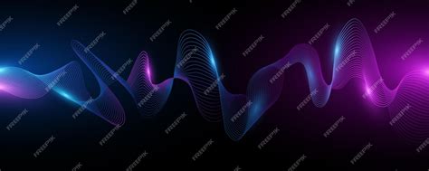 Premium Vector Abstract Flowing Smooth Glowing Wavy Form On Dark Background Dynamic Sound Wave