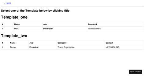 Templates Forked Codesandbox
