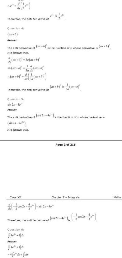 Answered Therefore The Anti Derivative Of Question 4 Answer The Anti