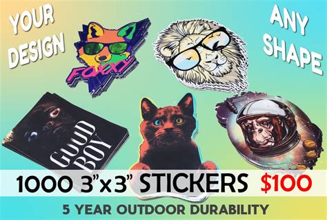 1000 Custom Vinyl Stickers Decals With Your Design Pictures Logo Cut To