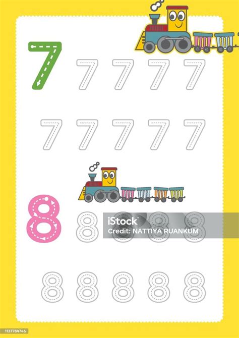 숫자 학습 숫자를 쓰기 위한 무료 필기 페이지 숫자 기차 와 유치원 벡터에 대 한 추적 만화 기차 클립 아트 건강관리와 의술에 대한 스톡 벡터 아트 및 기타 이미지 Istock