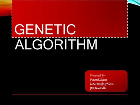 Machine Learning Genetic Algorithm Pptx Genetics Science
