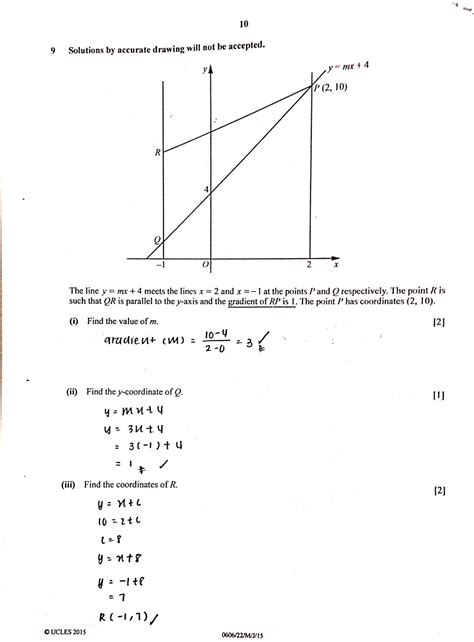 Igcse Add Maths Working Answers [0606 22] Paper 2 2015 May June Mr