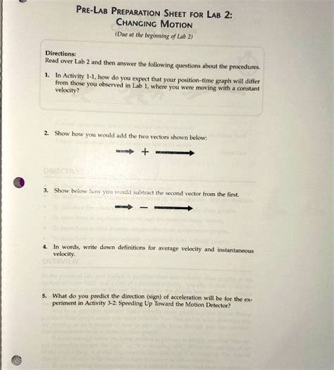 SOLVED Pre LAB PREPARATION SHEET FOR LAB 2 CHANGING MOTION Due In The Beginning Of Lab 2