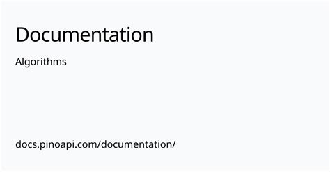 Algorithms Documentation
