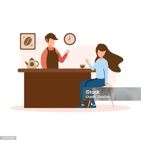 귀여운 사랑스러운 만화 행복한 커피 소년 남자 카페 그림 스티커 아이콘 마스코트와 로고 바리스타에 대한 스톡 벡터 아트 및 기타