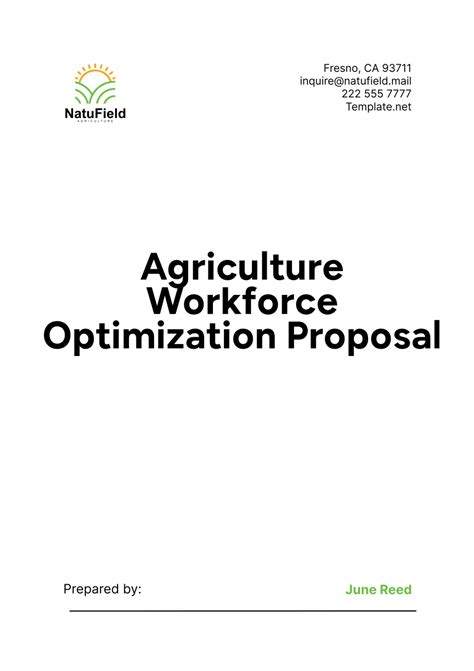 Free Agriculture Workforce Optimization Proposal Template To Edit Online