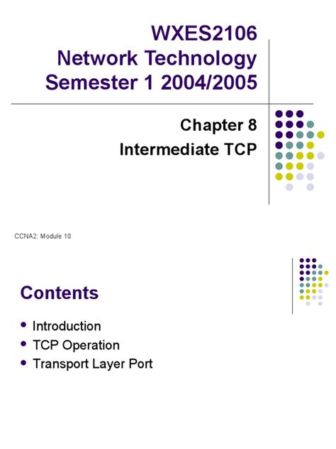 Wxes2106 Network Technology Semester 1 20042005 Intermediate Tcp