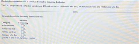 solved use the given qualitative data to construct the