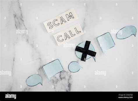 Scam Calls And Personal Data Theft Concept Text With Comic Bubbles With One Of Them Crossed Out