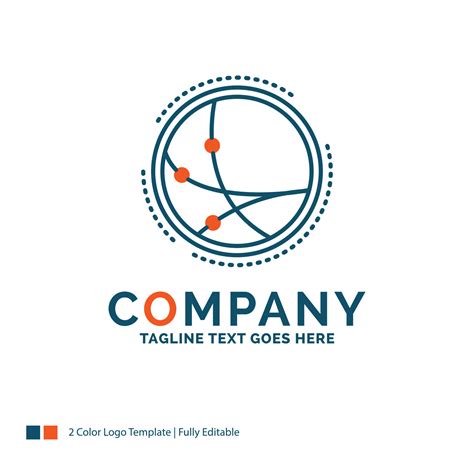 Worldwide Communication Connection Internet Network Logo Design Blue And Orange Brand Name