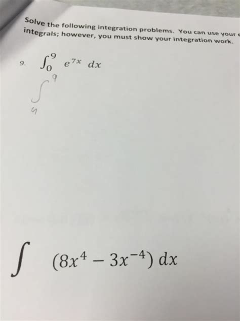 Solved Solve The Following Integration Problems You Can Use Chegg