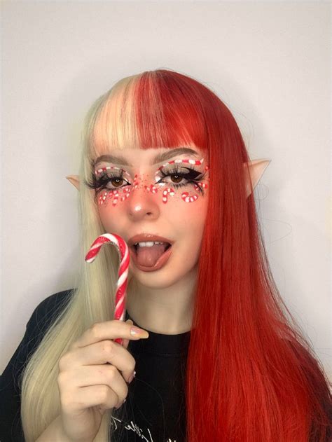 Candy Cane Elf Candy Cane Makeup Christmas Eye Makeup Face Paint Makeup